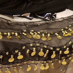 Source Unknown | Accessories | Belly Dance Hip Dance Coin Scarf Black ...